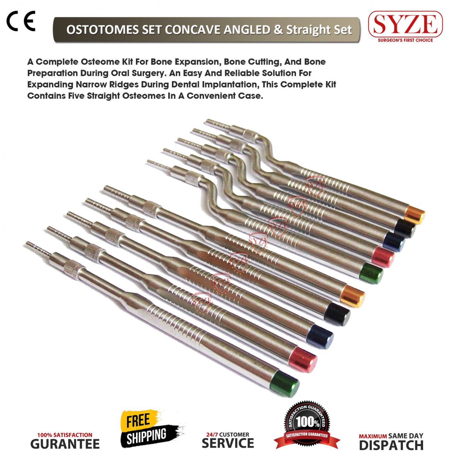 GERMAN Sinus Lift Osteotomes Curved Concave Angled Off Set Surgical ...