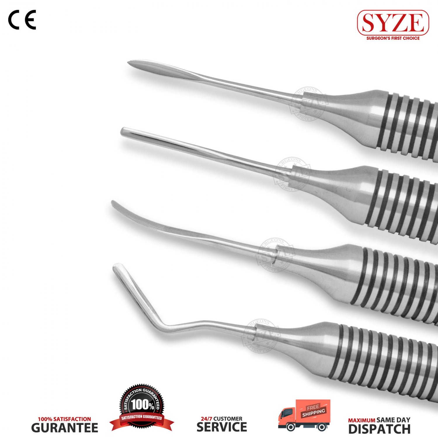 SYZE Periotomes for Atraumatic Extractions Set 4pcs - HOLLOW - Dental ...