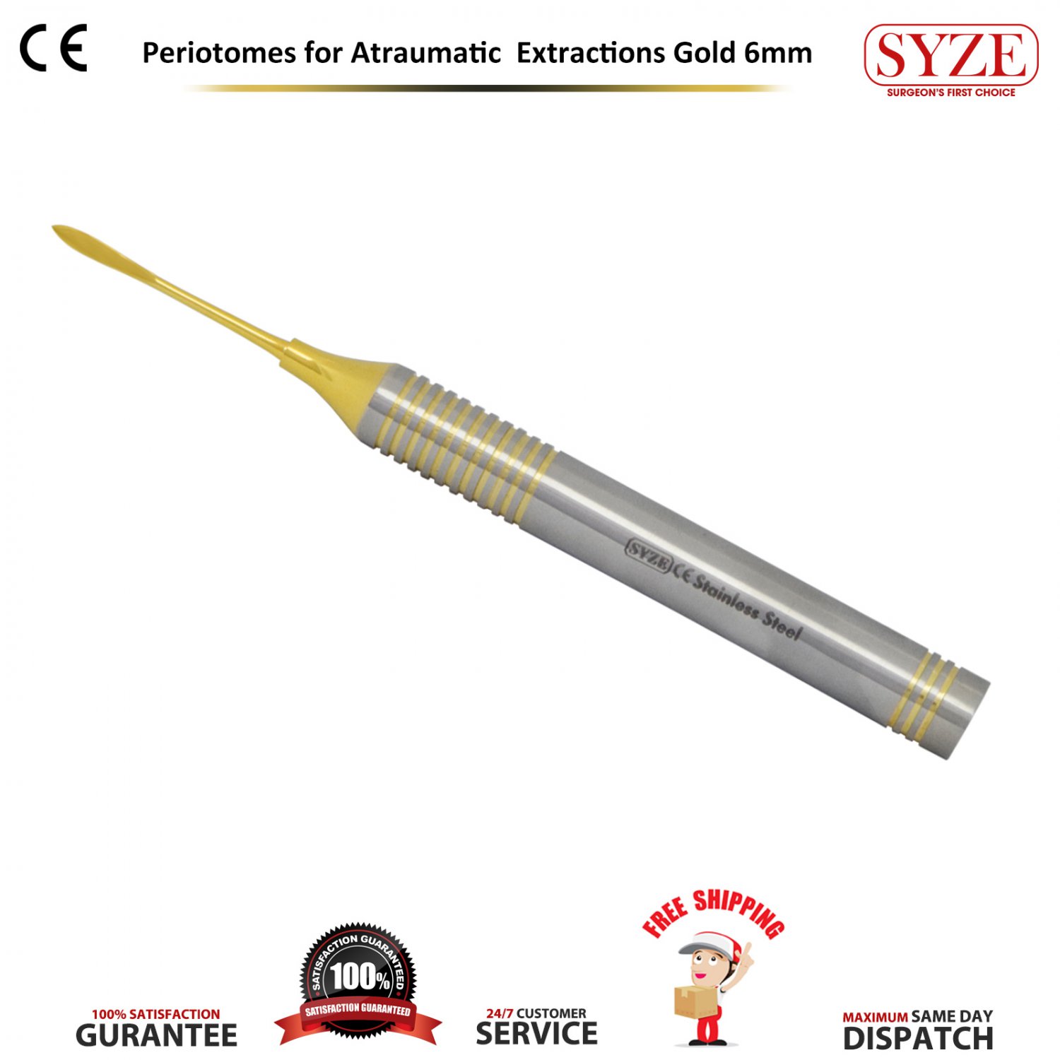Periotomes for Atraumatic Extractions Gold with Titanium tip Tooth Root ...