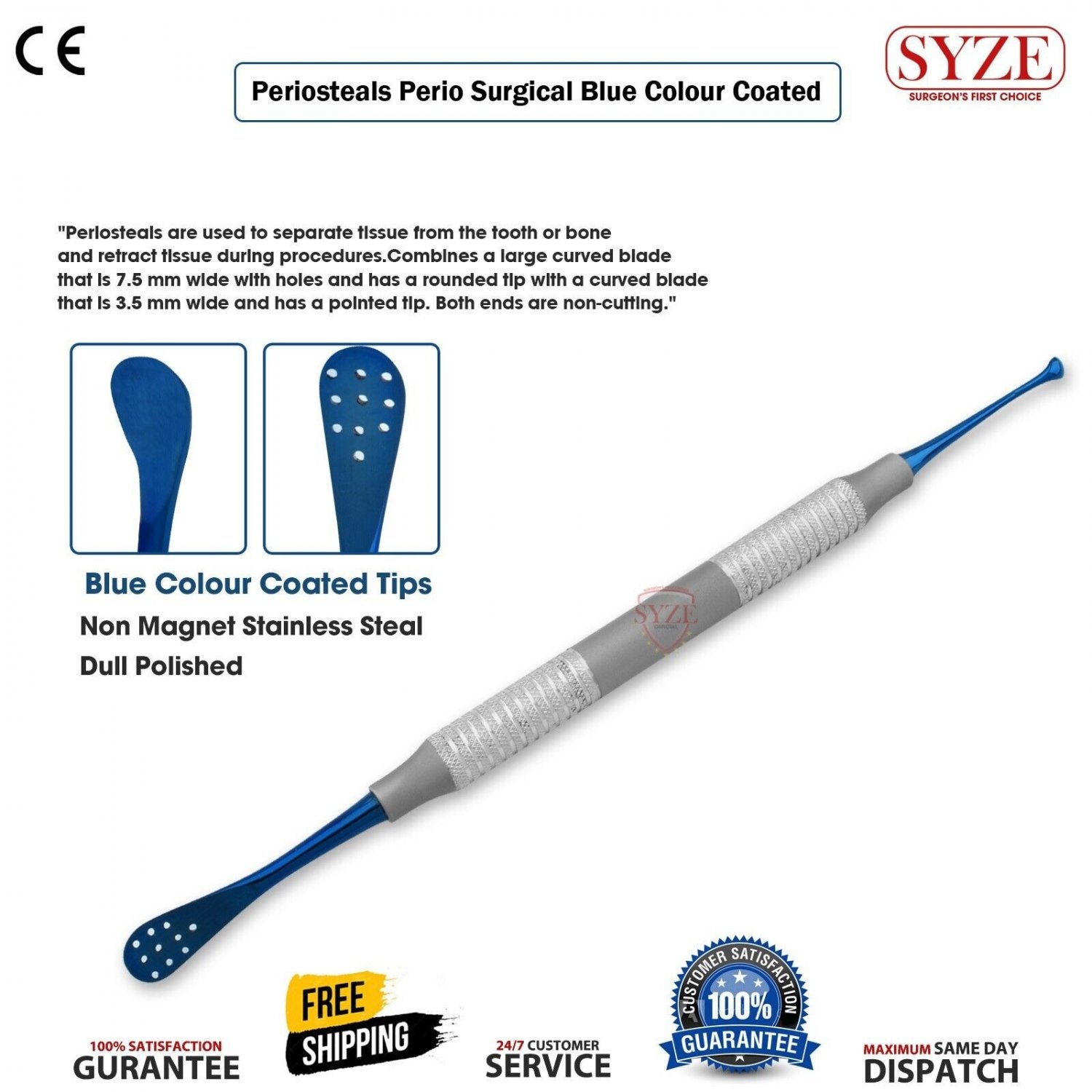 Dental Surgery Periosteal Perio Elevators Surgical Blue Color Coated ...