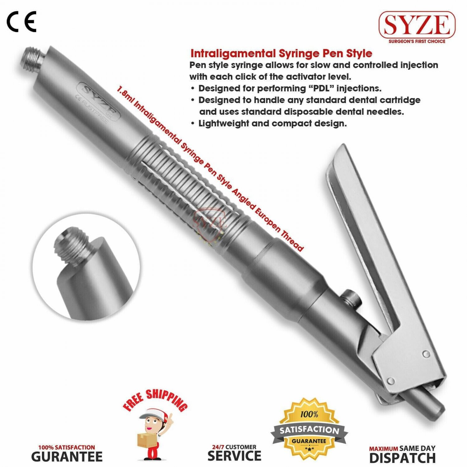 Intraligamental Angled Aspirating Syringe Anesthetic Dental Surgical ...
