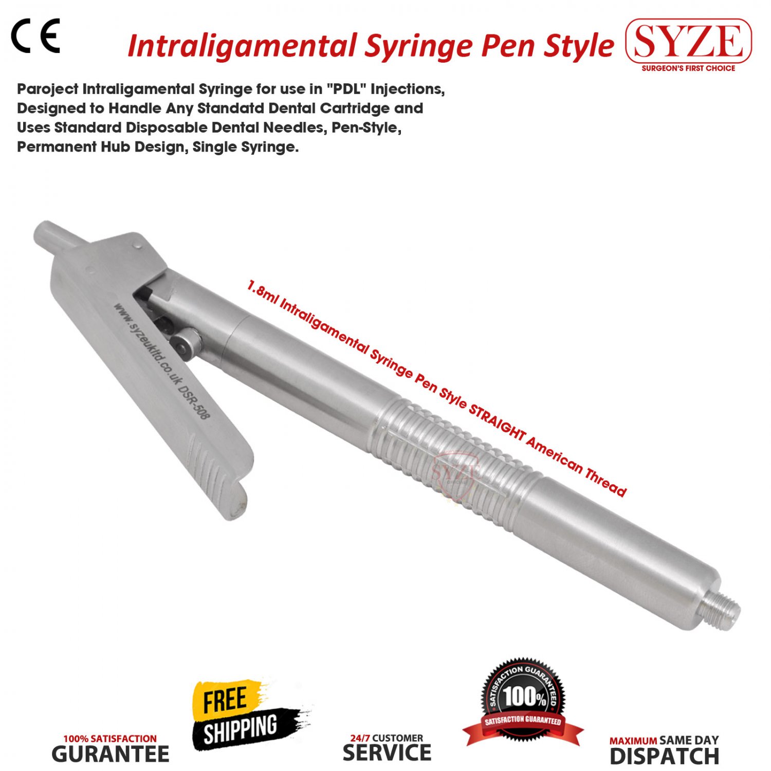 Dental Intraligamental Straight Syringes Pen Style 1.8ml American ...
