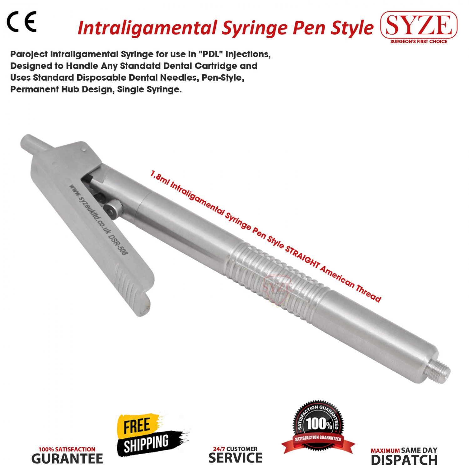 Dental Intraligamental Straight Syringes Pen Style 1.8ml American ...