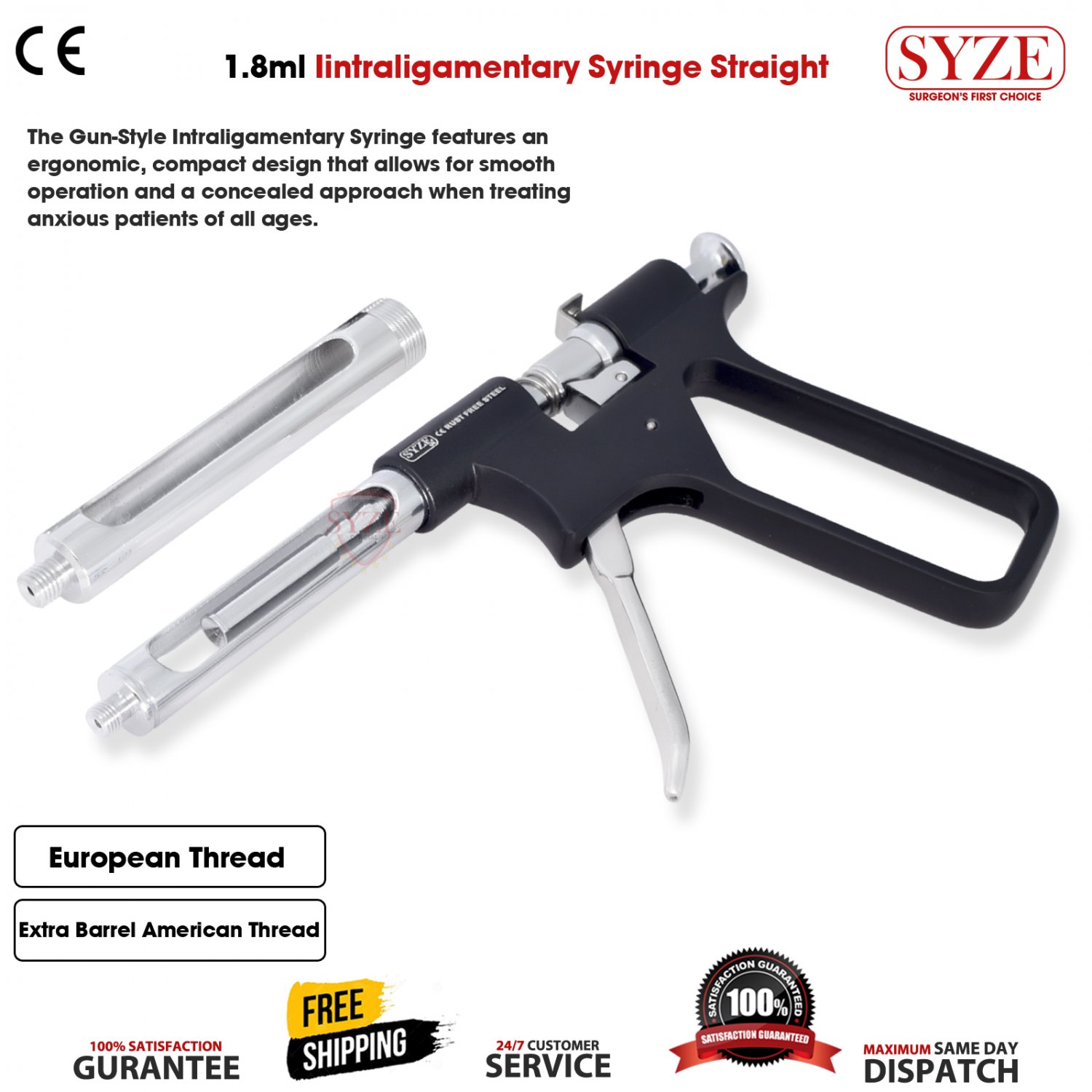 Intraligamental Anesthesia Pistol Injection Syringe with European ...