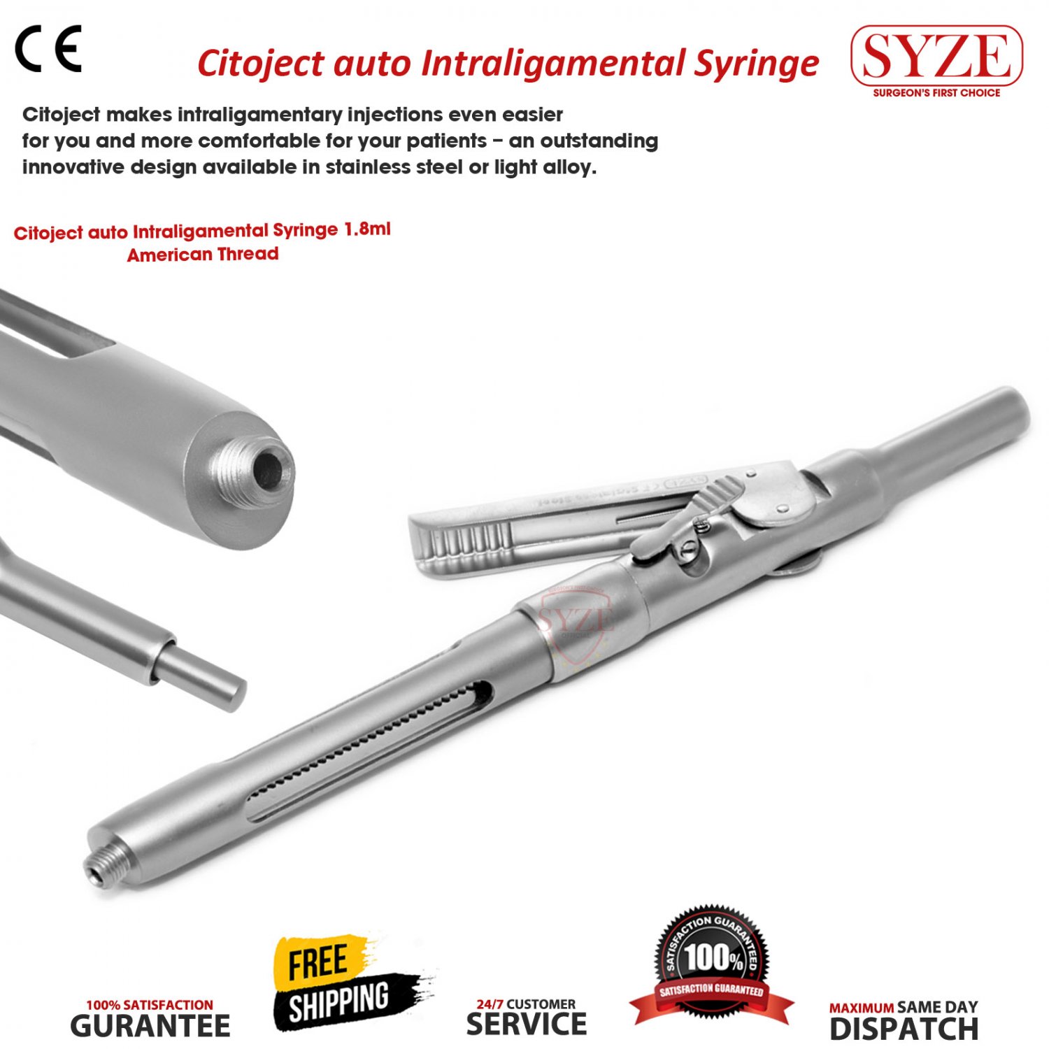 Dental Citoject Intraligamental auto Syringe 1.8ml Angled American Thread
