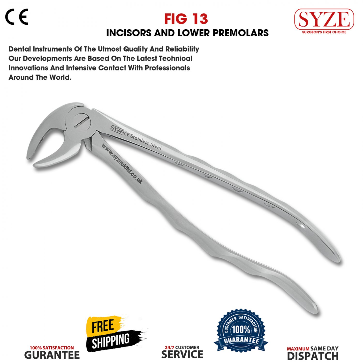 Dental Lower Premolars Tooth Extraction Forceps Fig.13 Finger Print and ...