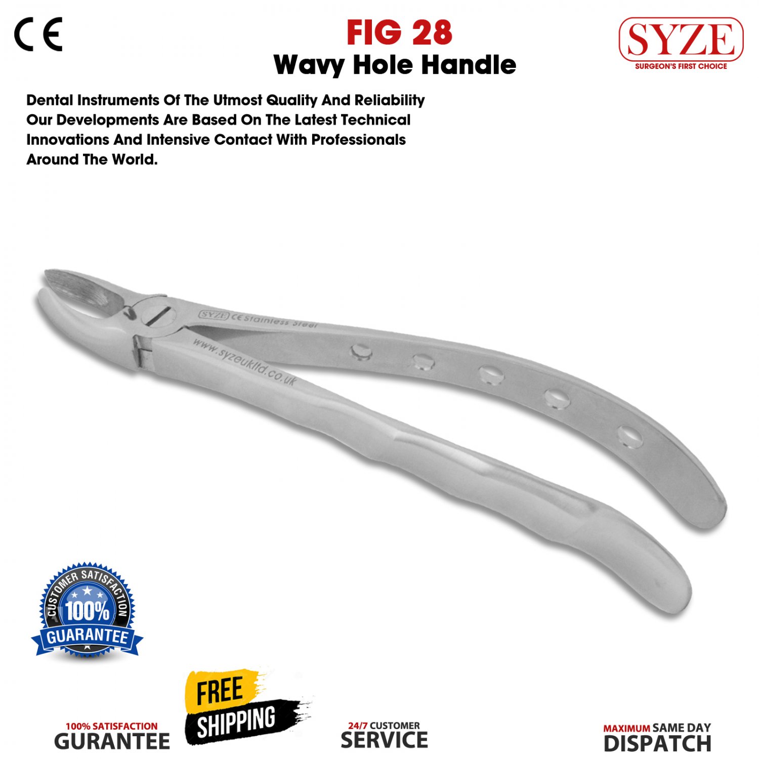 Dental Tooth Extraction Forceps for Upper Molars Roots Loosening Tool Fig 28 CE