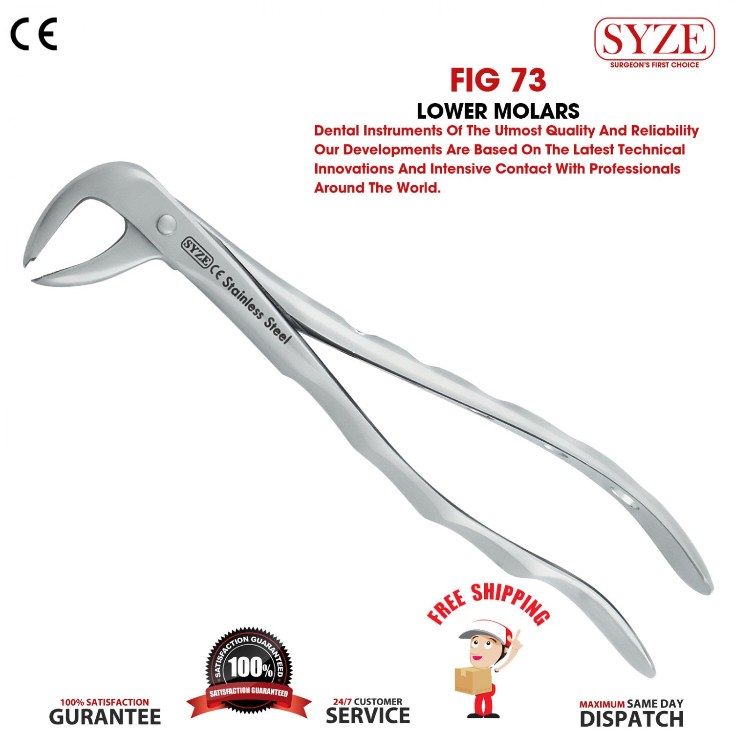Dental Tooth Extraction Forceps Lower Molar Tooth Pliers Surgical Tool ...