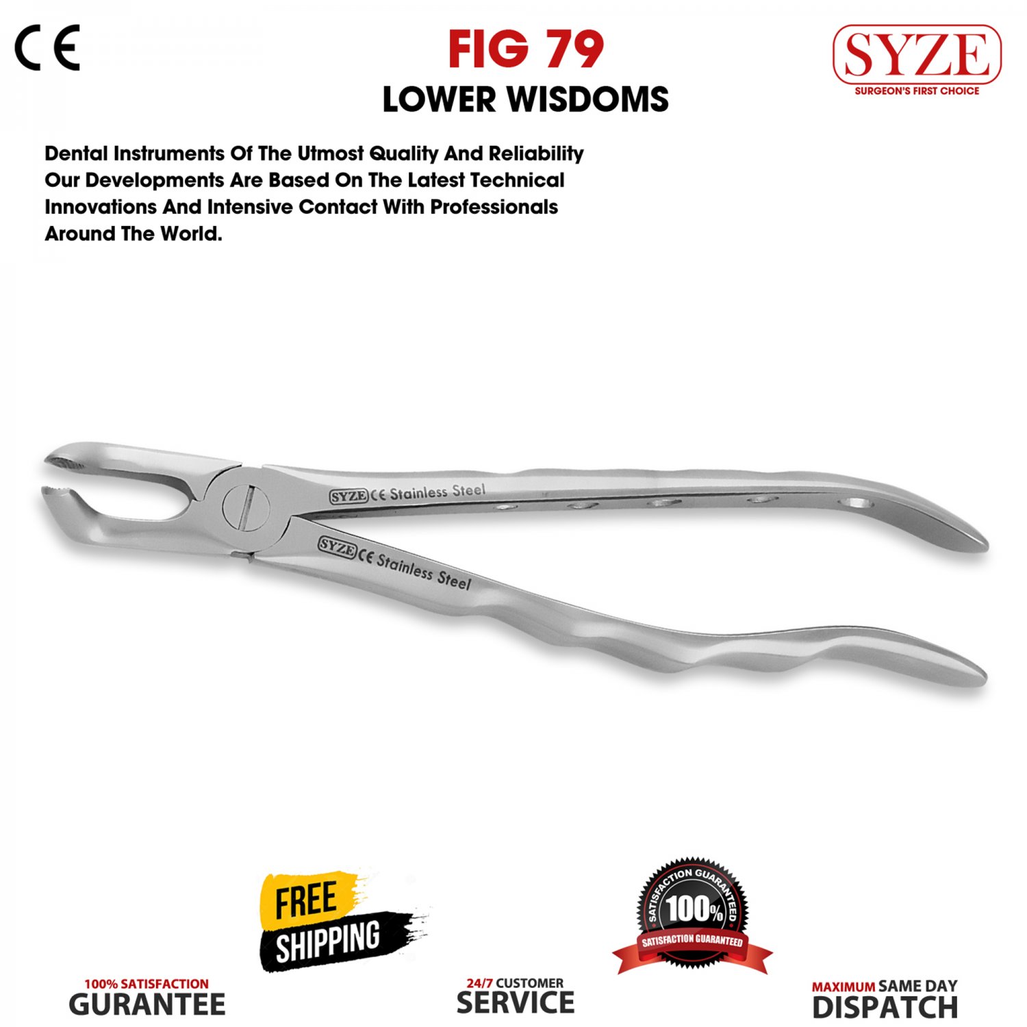 Dental Extraction Forceps Lower Wisdom Molar Dental Surgical ...