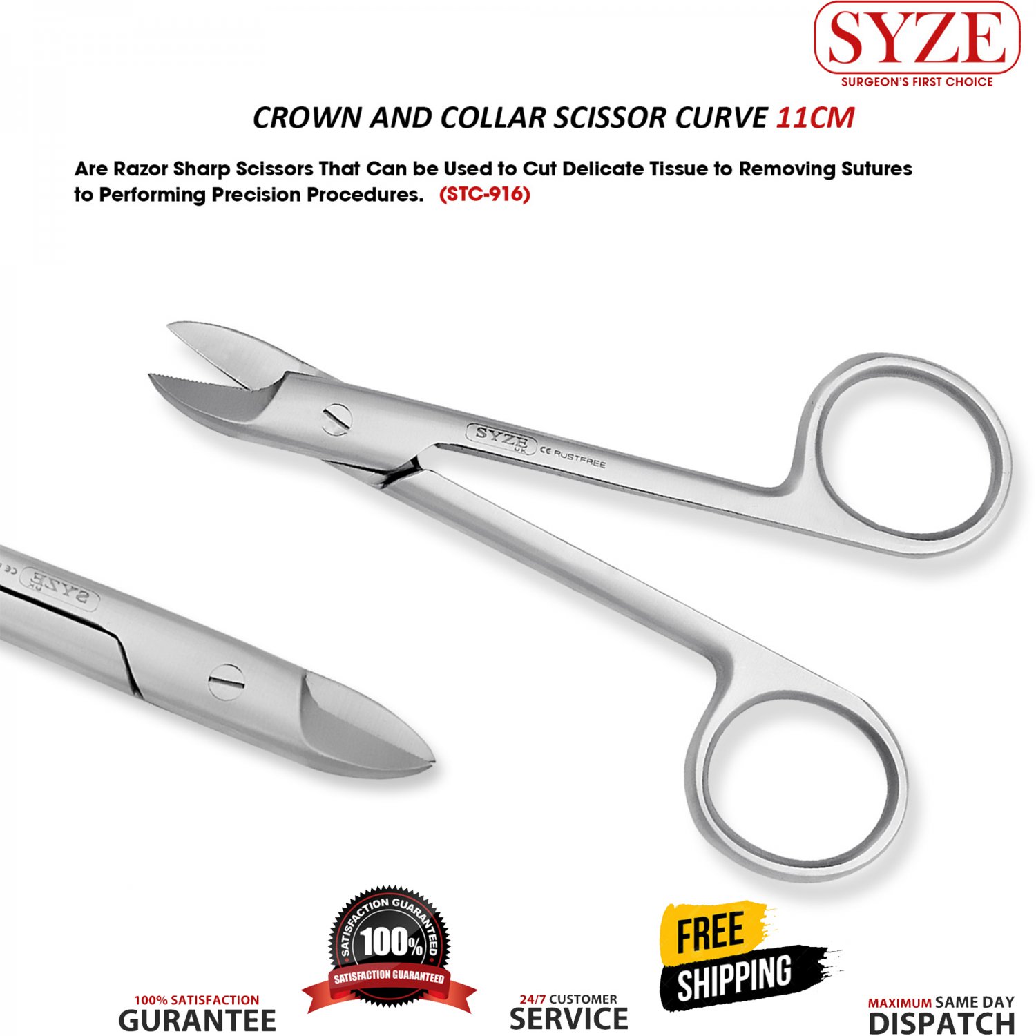 Beebee Crown Surgical Scissors Half Moon Curved Dental Crown ...