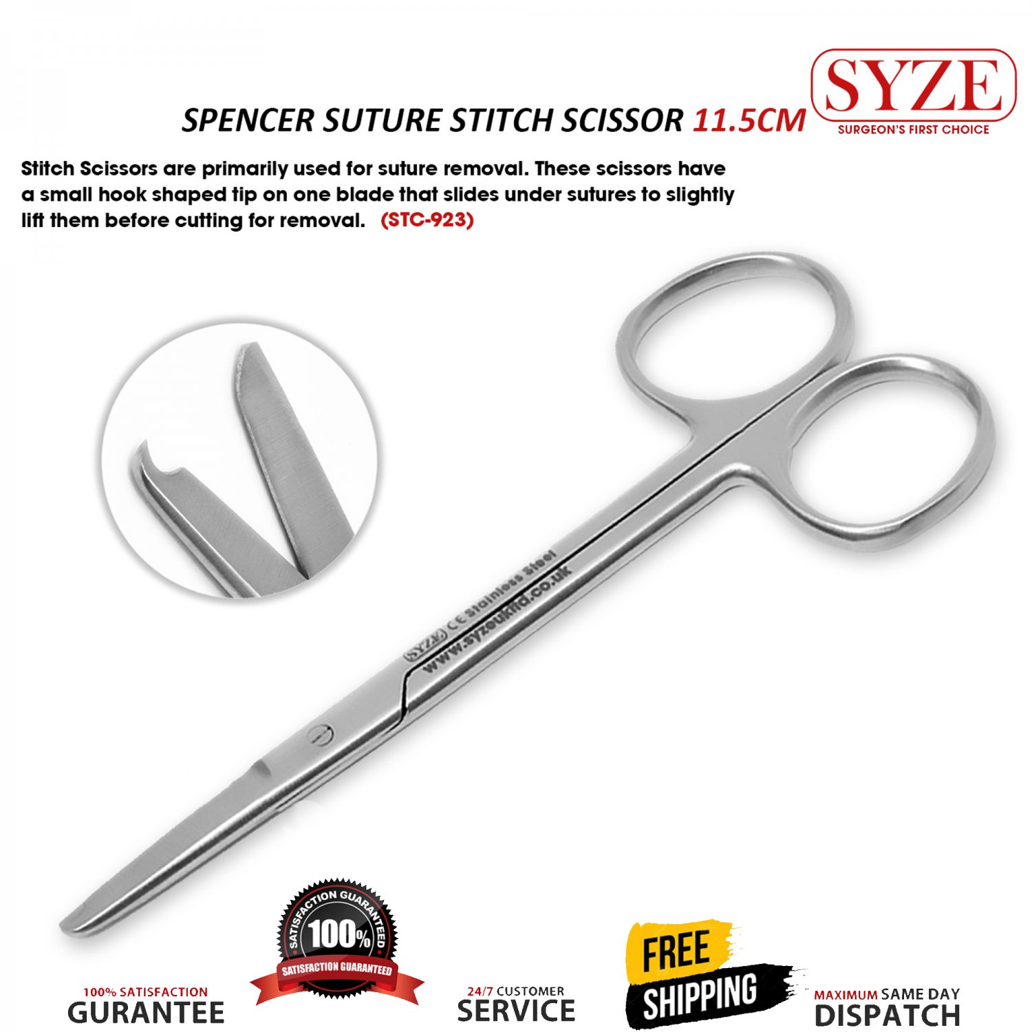 Spencer Stitch Suture Scissors Dental Surgical Cutting Suturing Scissors CE