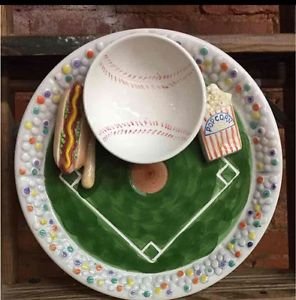 Baseball Theme Ceramic Serving Platter