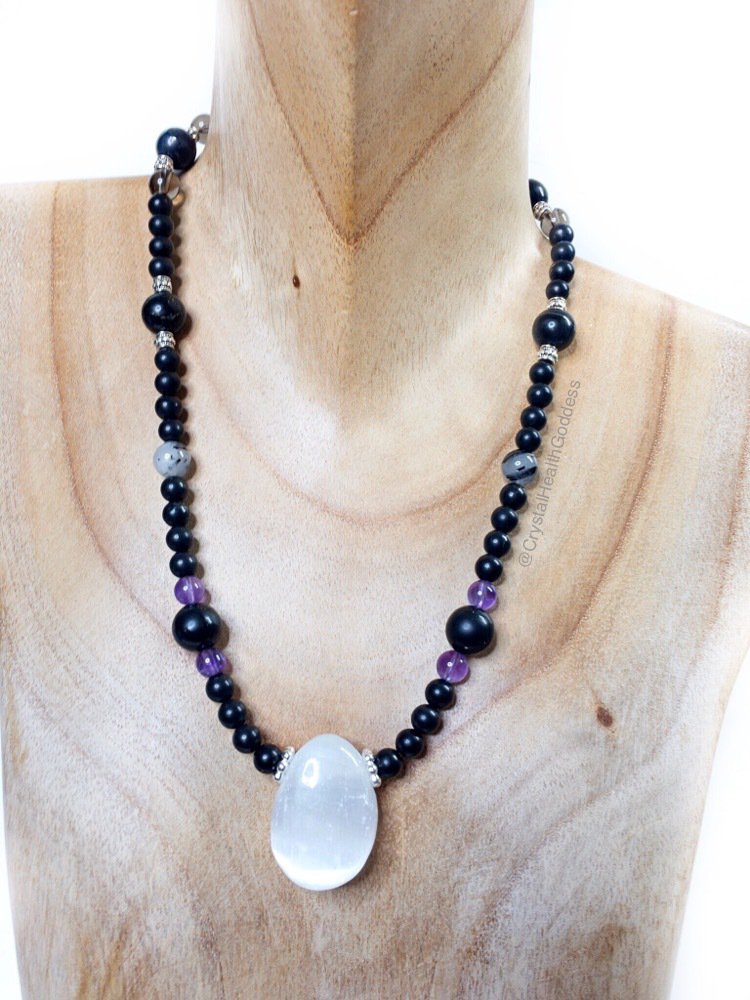 Shungite Necklace Collection Design #4 925 Sterling Silver