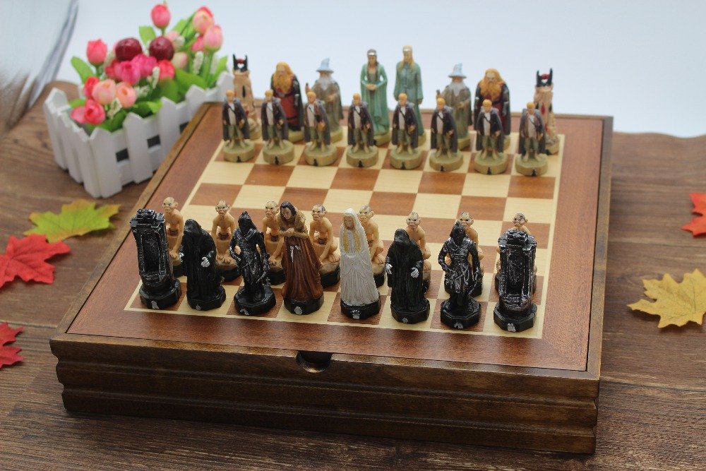 Chess Set Lord Of The Rings Wooden Board Collectors Unique Gift - Free ...