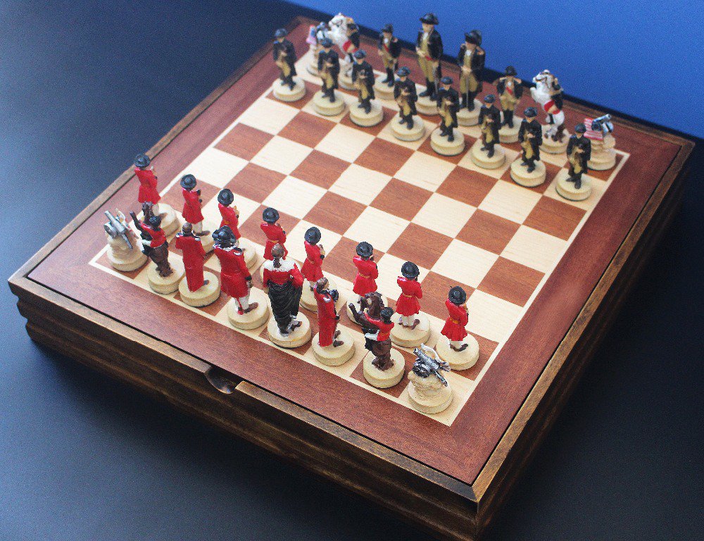 Chess Set American Independence War Wooden Board Collectors - Free Shipping
