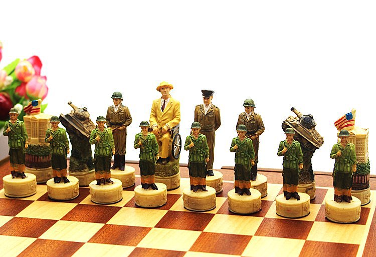 Chess Set World War 2 Wooden Board Collectors Unique Gift - Free Shipping