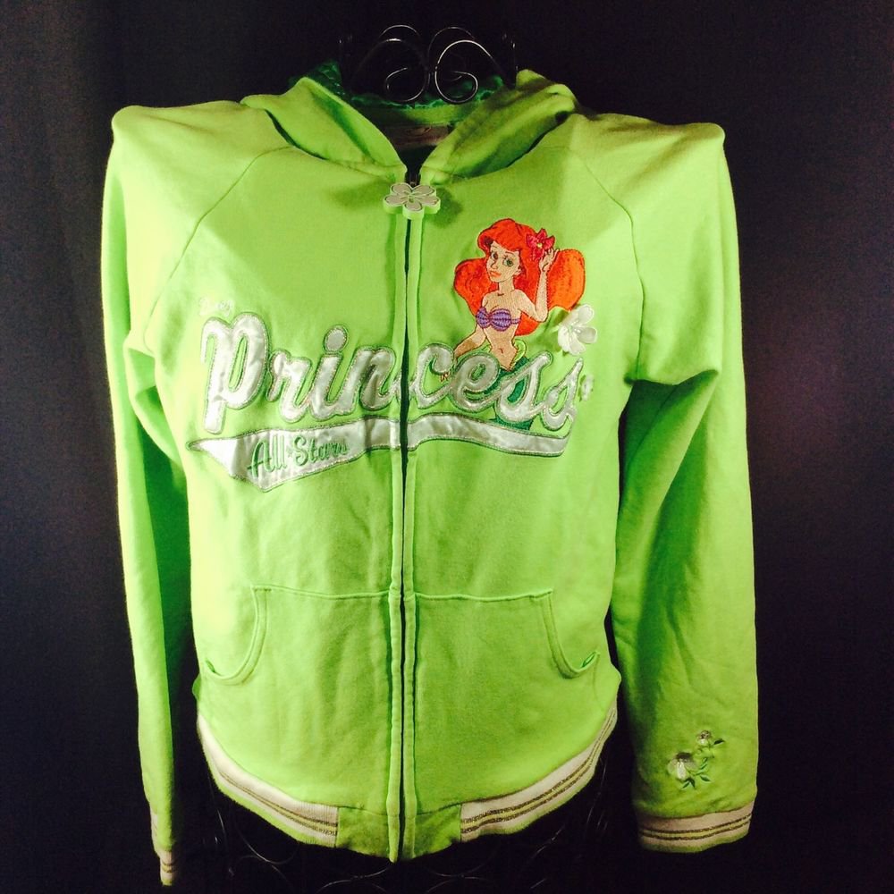 Ariel The Little Mermaid Princess Disney Store Youth Jacket Size L Green