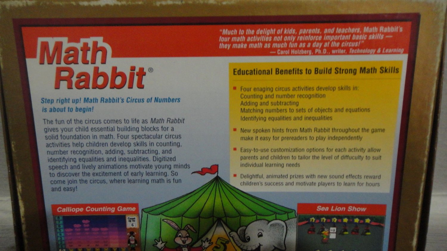 The Learning Company Math Rabbit Ages 4-7 CD. For Windows & MAC, in box ...