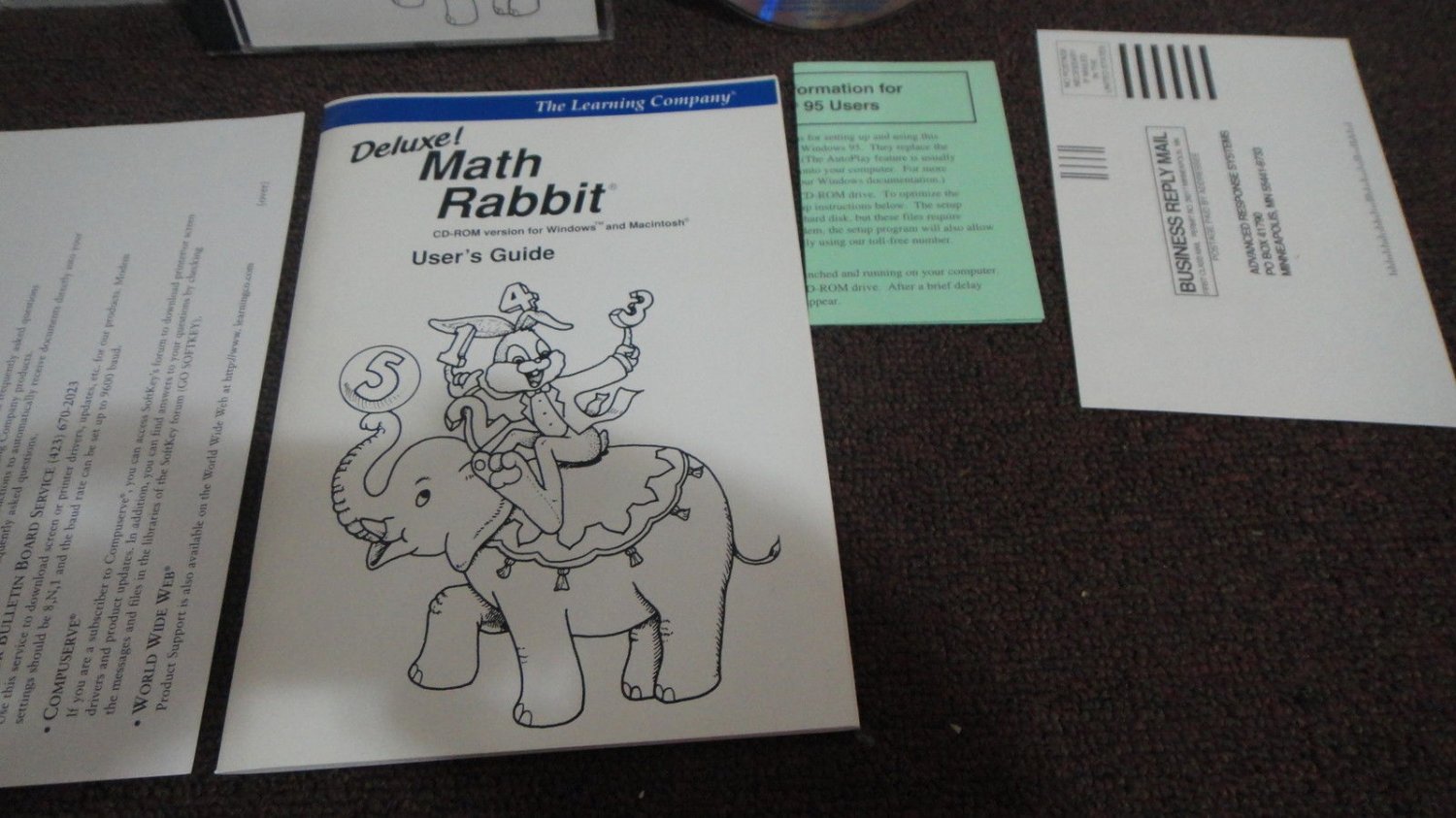 The Learning Company Math Rabbit Ages 4-7 CD. For Windows & MAC, in box ...