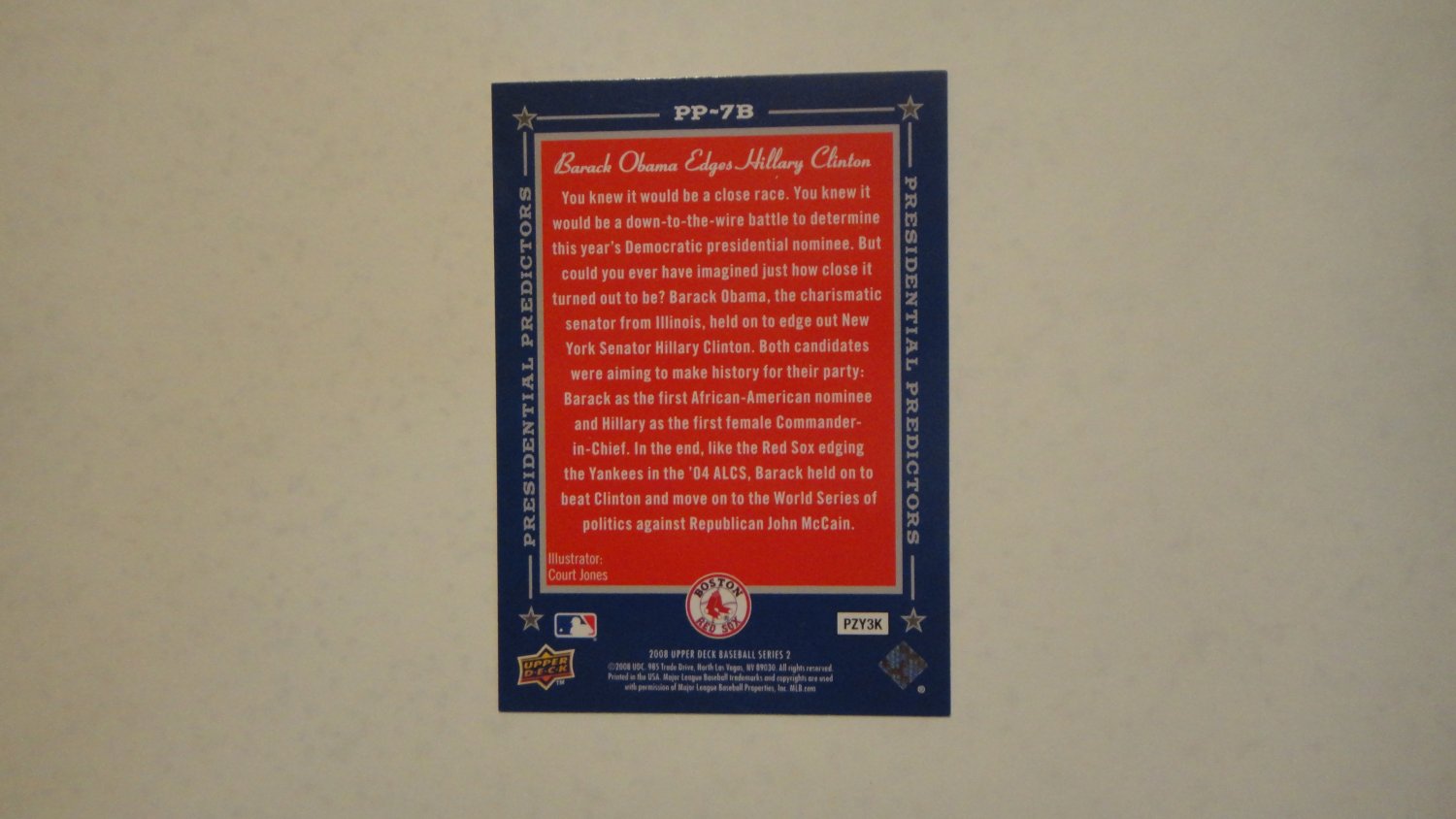 H. Clinton/B. Obama - Baseball Card, 2008 Upper Deck Presidential ...