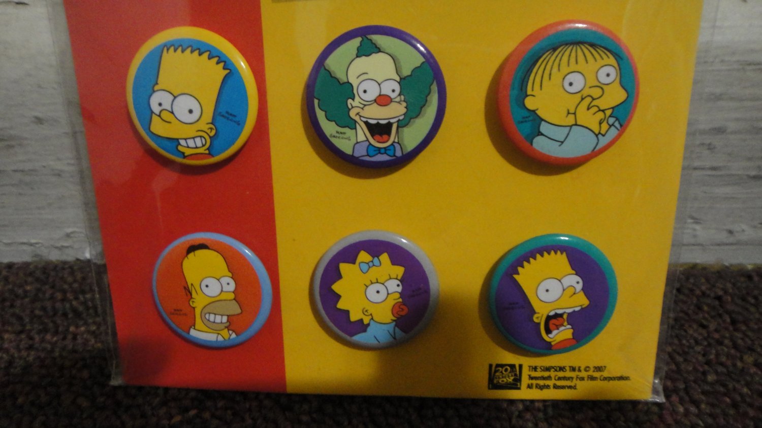 The Simpsons TV Show Six Mini Button Set NEW!! FREE S/H Homer. Bart ...