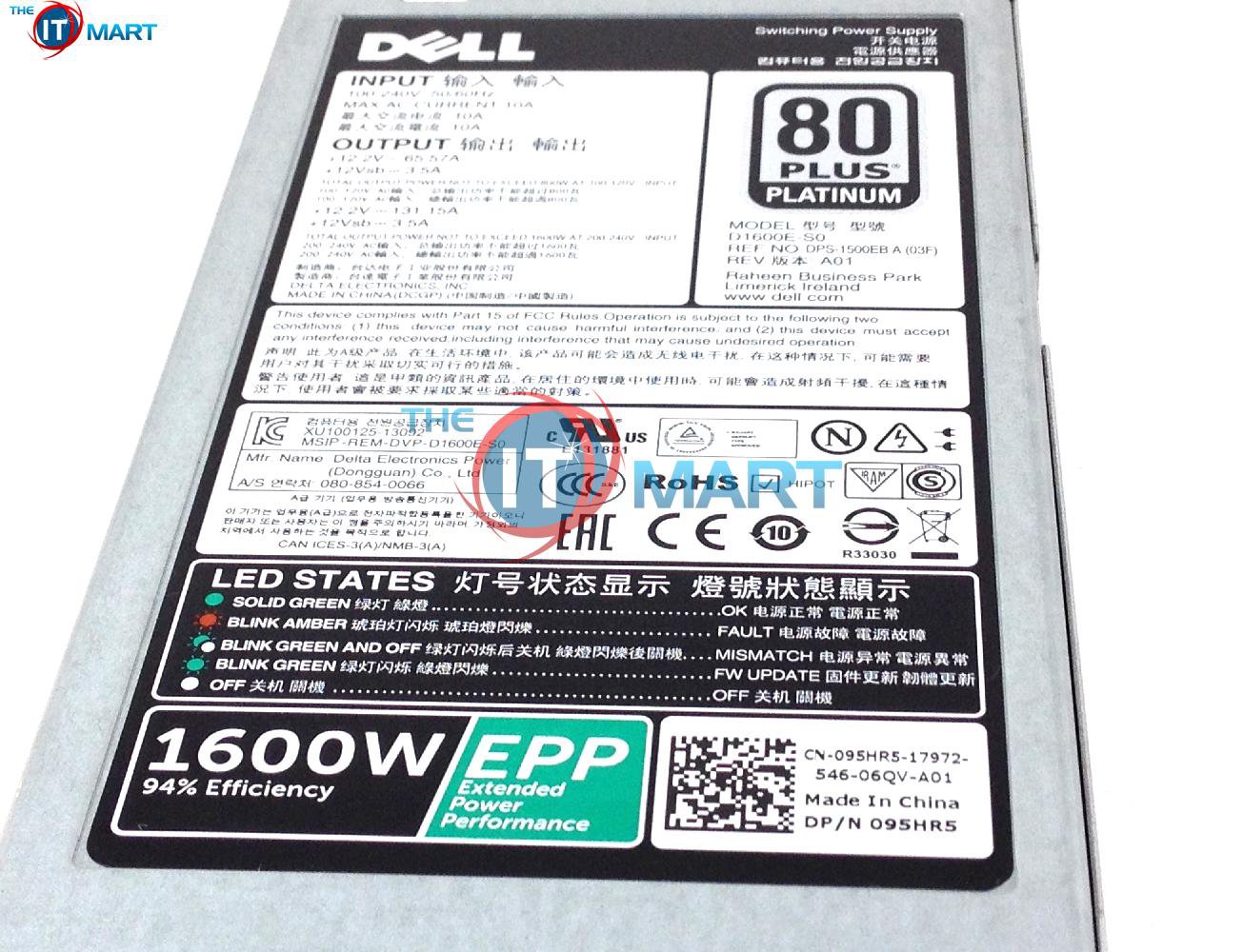 95HR5 DELL POWEREDGE C4130 FX2/FX2S T630 1600 WATT REDUNDANT POWER ...