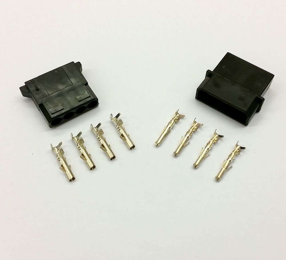 MALE & FEMALE 4 PIN MOLEX PC PSU POWER CONNECTORS - 5 OF EACH - BLACK ...