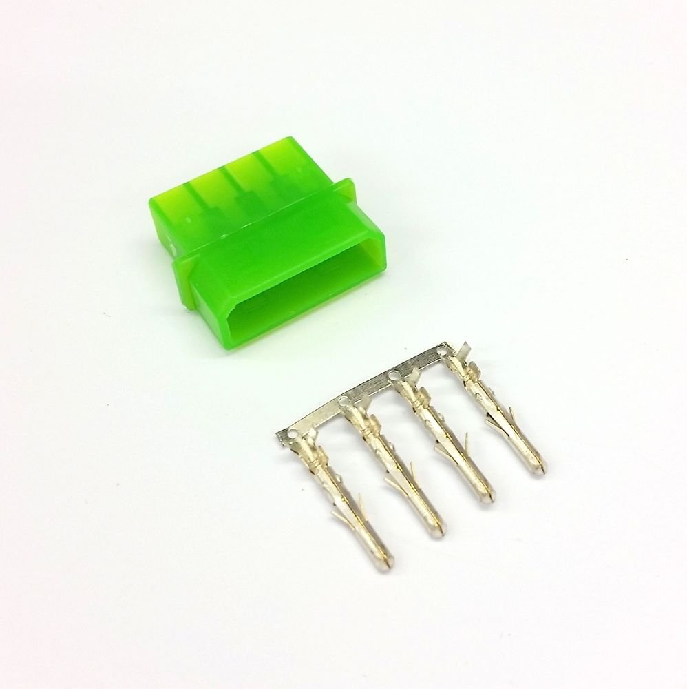 PK OF 5 - MALE 4 PIN MOLEX PC PSU POWER SUPPLY CONNECTOR - GREEN INC PINS