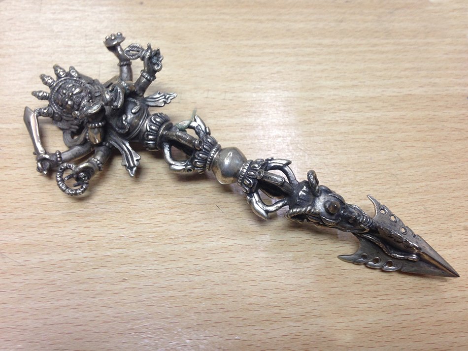 16cm Tibet Tibetian Dorje Dagger Phurpa Buddhist Ritual 925 Sterling Silver