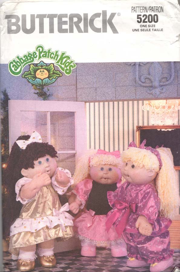 Butterick Sewing Pattern 5200 Official Cabbage Patch Kids Outfits Uncut ...