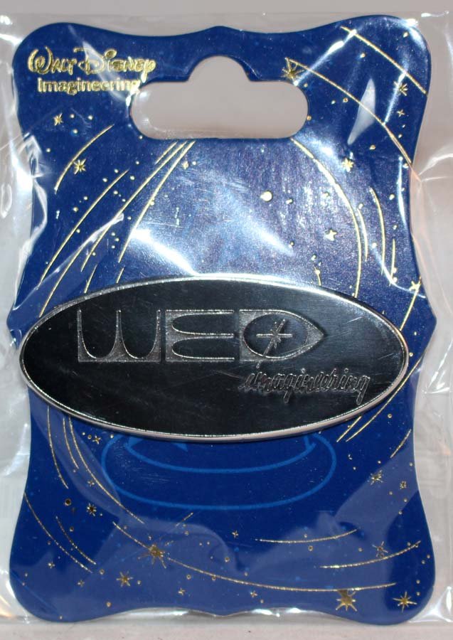 Walt Disney Imagineering WDI Oval WED Logo Pin Silver Lettering on Black