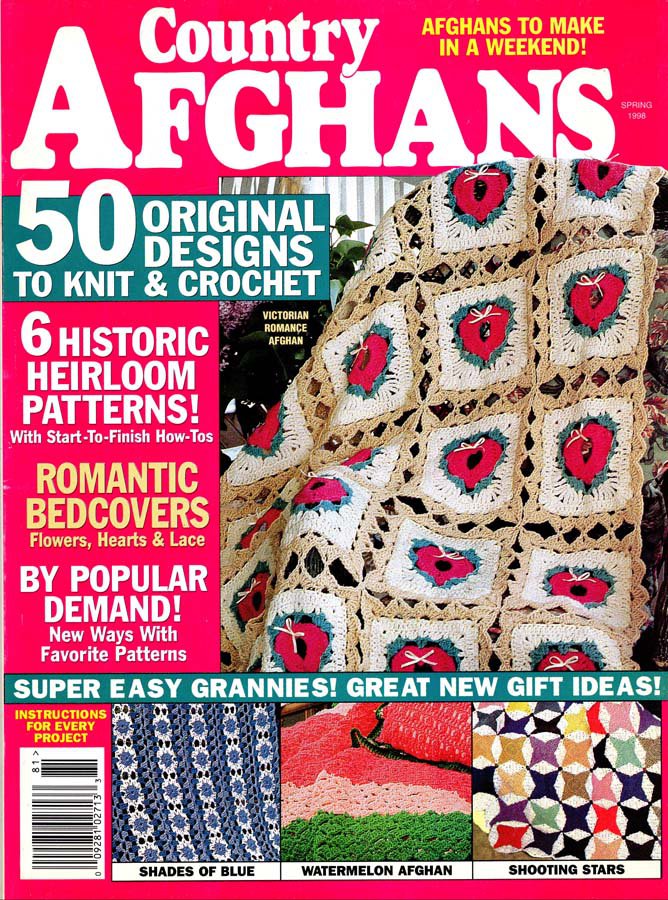 Country Afghans Magazine Spring 1998 - 50 Designs to Knit and Crochet