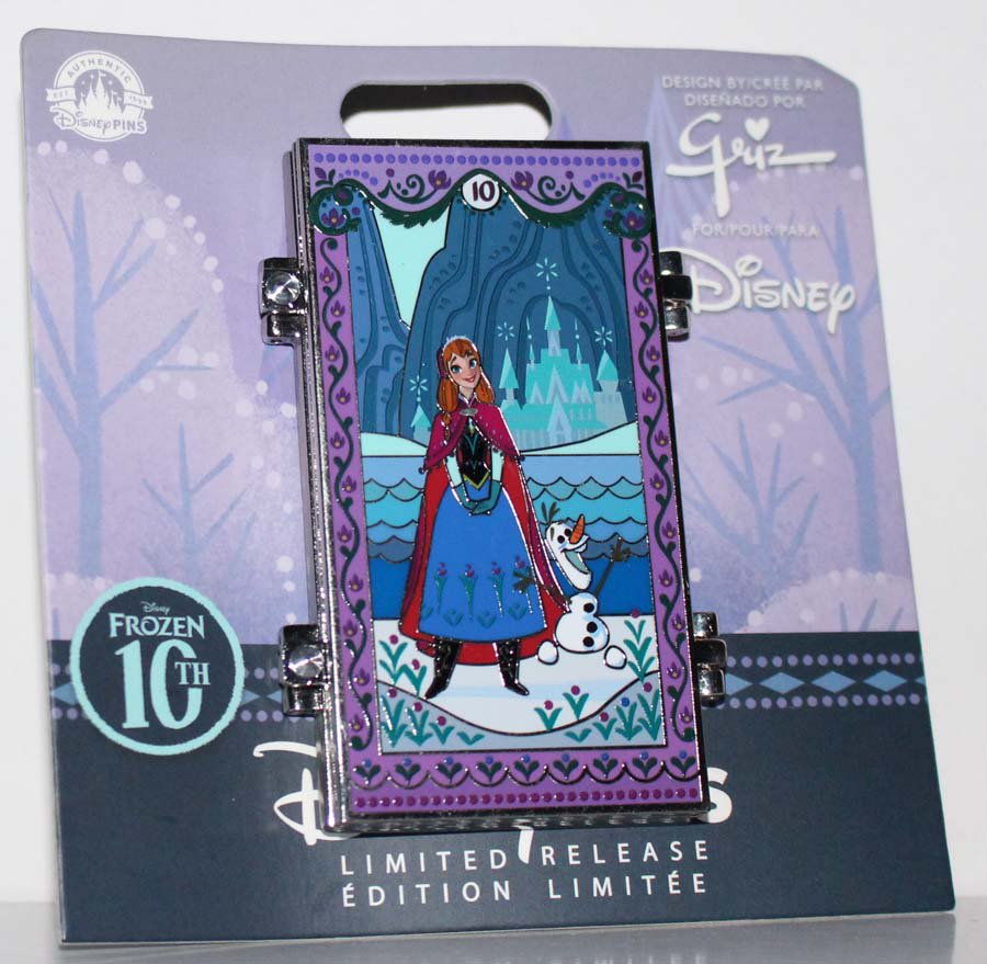 Disney Frozen 10th Anniversary 3-Panel Pin Anna Olaf Elsa Kristoff Sven ...