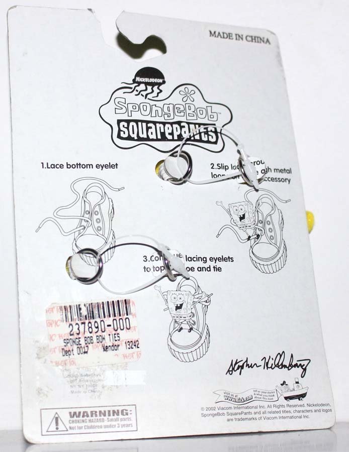 Nickelodeon SpongeBob SquarePants Shoe Lace Decorations Set of 2 MOC 2002