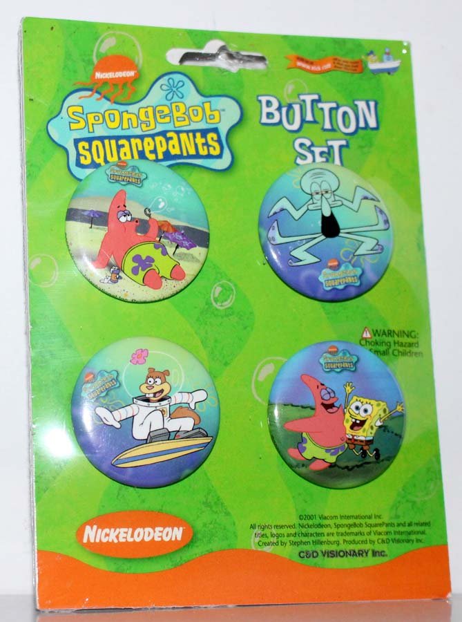 Nickelodeon SpongeBob SquarePants 4-Button Set Sealed 2001