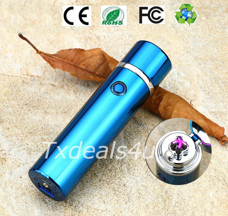 Blue Dual Arc Electric USB Lighter Rechargeable Plasma Windproof ...