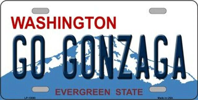 NCAA Gonzaga Zags License Plate State Background Metal Tag U.S.A."