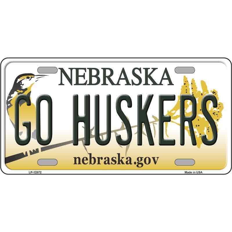 NCAA Go Huskers License Plate Nebraska Metal Football Cornhuskers New Sign