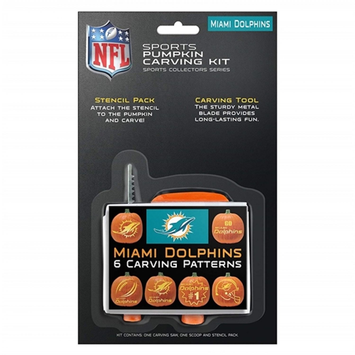Miami Dolphins Pumpkin Carving Kit NFL Team Logo Trick or Treat Halloween
