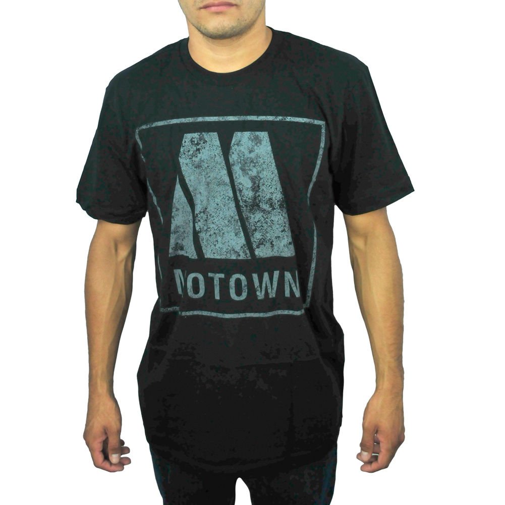 Classic Motown Block Logo Men's Black T-shirt NEW Sizes M-XL