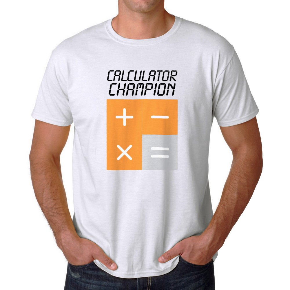 Calculator Champion Men's White T-shirt NEW Sizes S-2XL