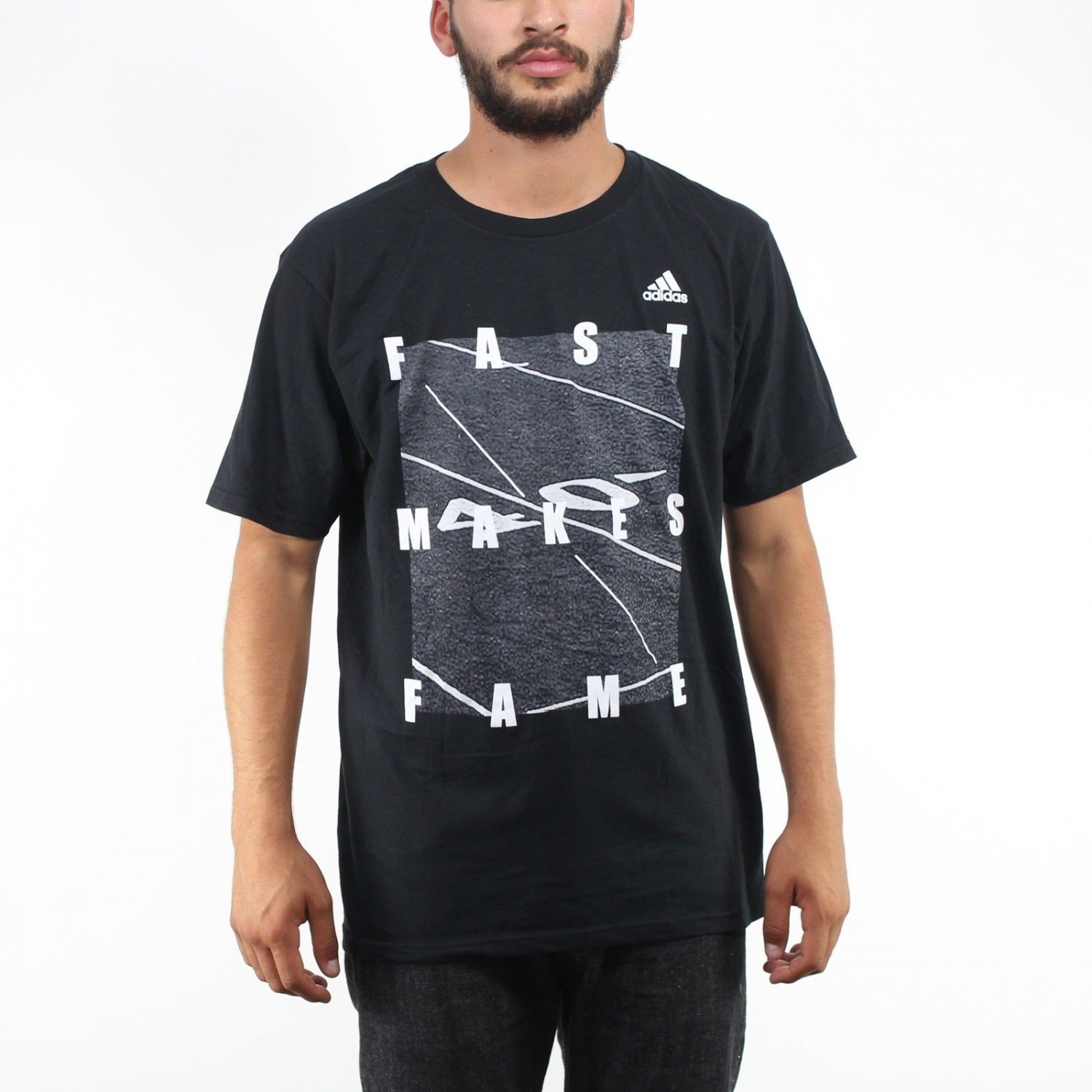 Adidas Fast Makes Fame Graphic Men's Black T-shirt NEW Size L