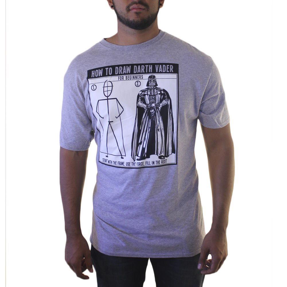 Star Wars How to Draw Darth Vader Men's Grey T-shirt NEW Sizes M-2XL