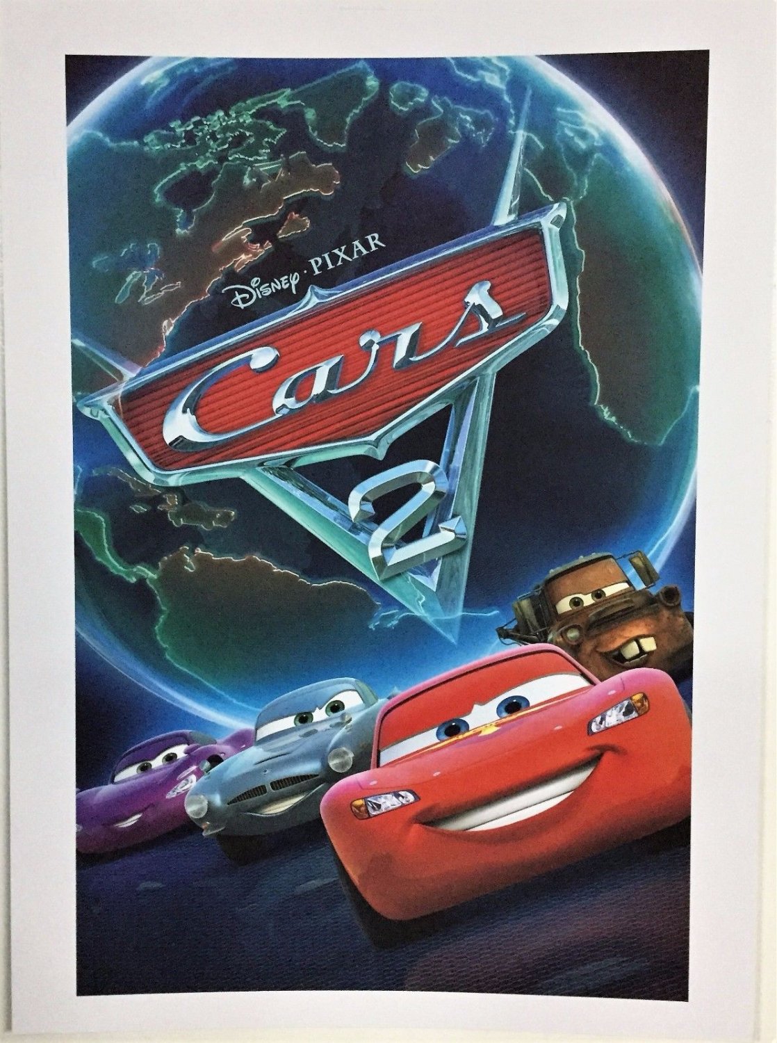 DISNEY PARKS PIXAR "CARS 2" ORIGINAL MOVIE POSTER REPRINT LIGHTNING ...