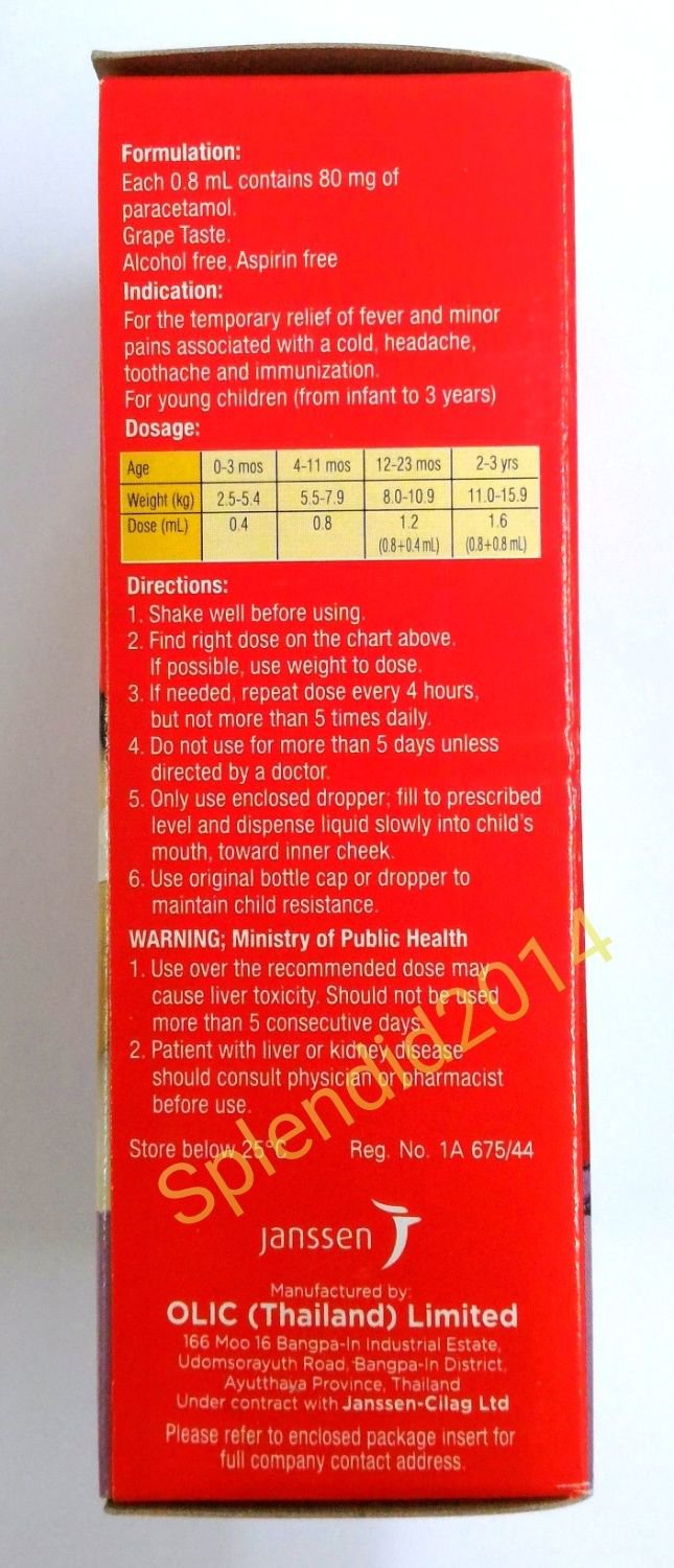 TYLENOL Infant Paracetamol 80 mg/0.8 ml Drops oral Alcohol Free Relieve ...