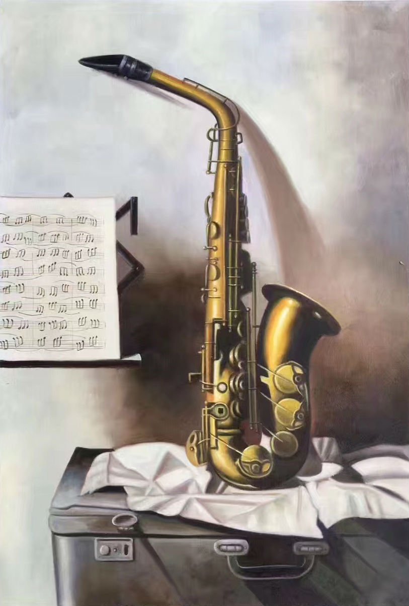 Simple modern Hand painted oil painting on canvas"Saxophone"60x90CM(23. ...