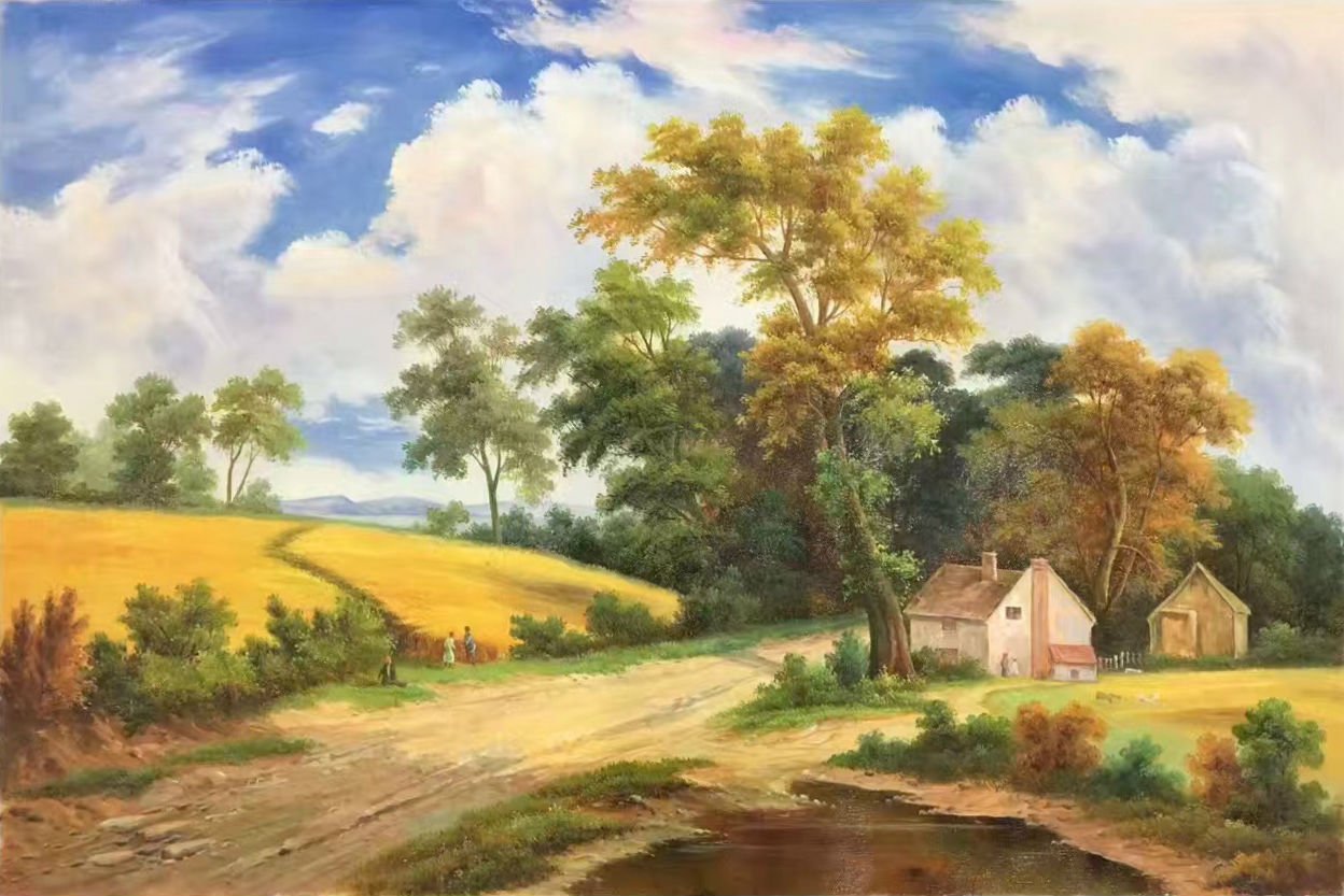 Hand painted oil painting on canvas"Image of the countryside"50x60CM(19 ...