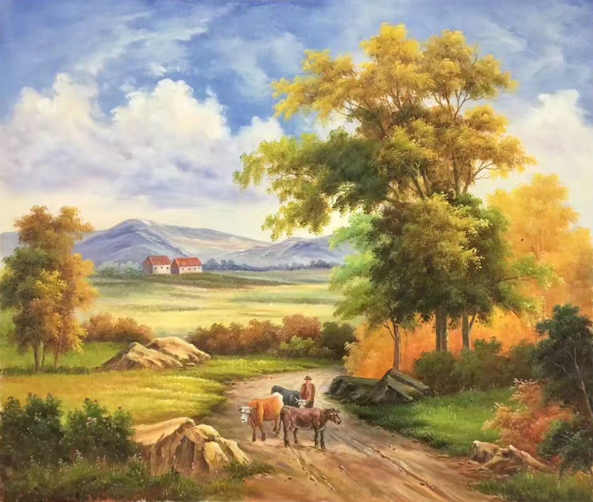 Hand painted oil painting on canvas"Image of the countryside"50x60CM(19 ...