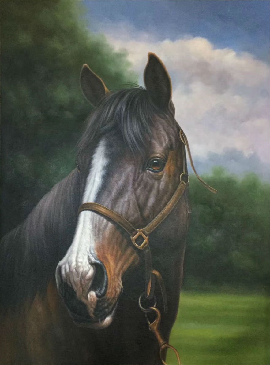 Hand painted oil painting on canvas"Akhal-teke horses"75x100CM(30"x40 ...