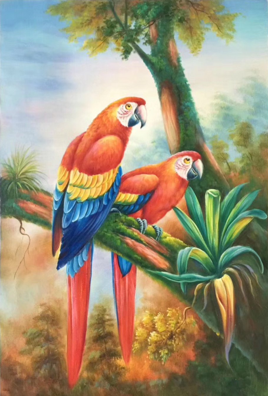 Hand painted oil painting on canvas"Colorful parrot"60x90CM(24"x36 ...